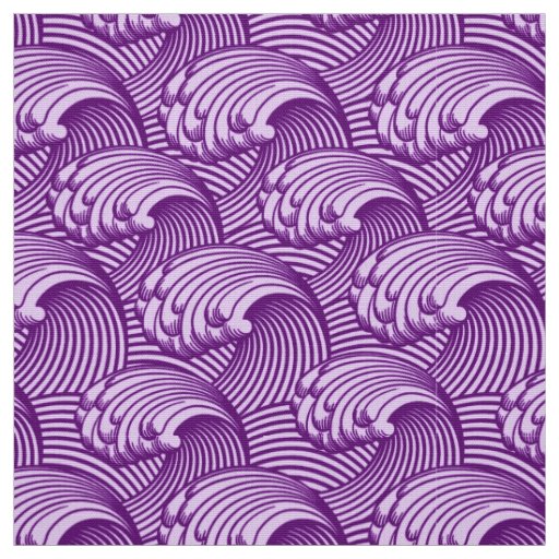 Vintage Japanese Waves, Twilight Purple and Lilac Fabric | Zazzle