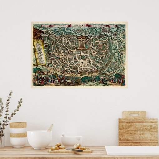 Vintage Jerusalem Map Poster | Zazzle