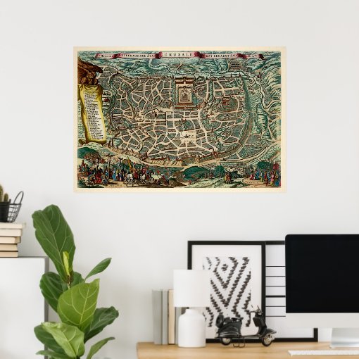 Vintage Jerusalem Map Poster | Zazzle