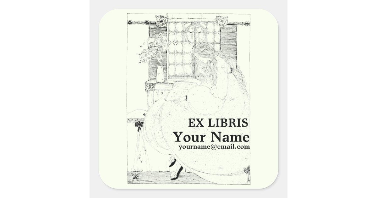 Vintage Jessie Marion King Ex Libris Template Square Sticker | Zazzle