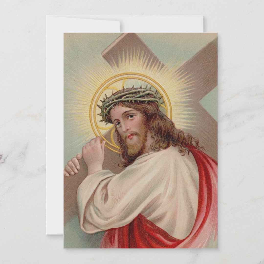 Vintage Jesus Easter Greetings Holiday Card | Zazzle