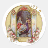 Vintage Jesus Mary Joseph Nativity Floral Holiday Classic Round Sticker ...