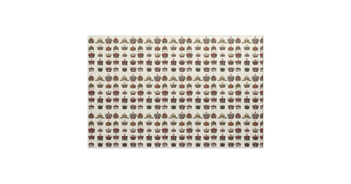 Vintage Jeweled Crowns Pattern Fabric | Zazzle