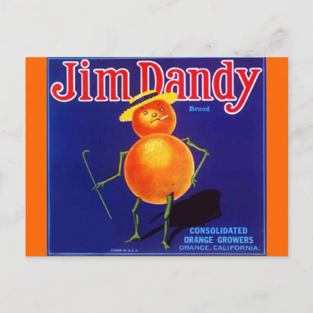 Vintage Jim Dandy Anthropomorphic Orange Postcards | Zazzle