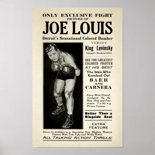 Vintage Joe Lewis Fight Poster | Zazzle