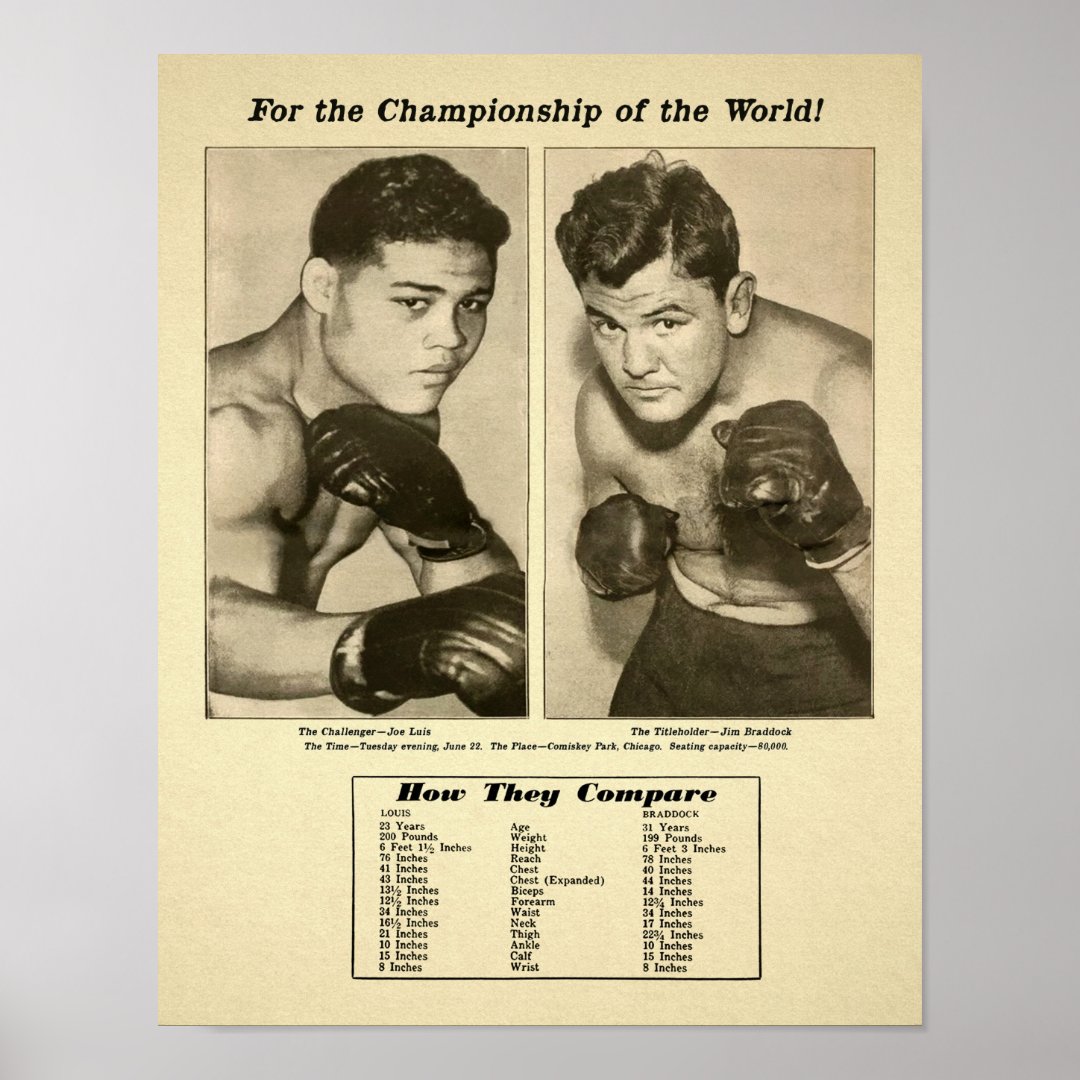 Vintage Joe Lewis vs James Braddock Poster | Zazzle