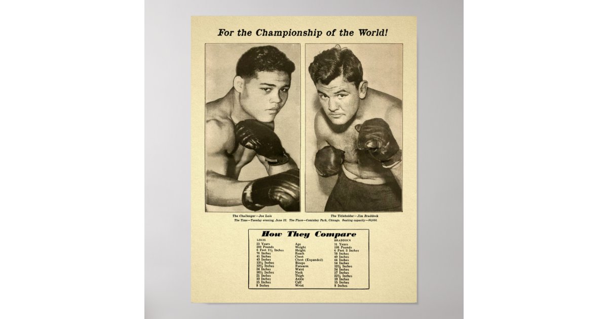 Vintage Joe Lewis vs James Braddock Poster | Zazzle