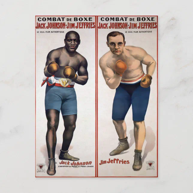 Vintage Johnson VS Jeffries Boxing Postcard | Zazzle
