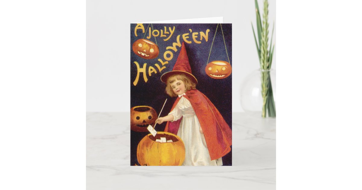 Vintage Jolly Halloween Witch by Ellen Clapsaddle Card | Zazzle