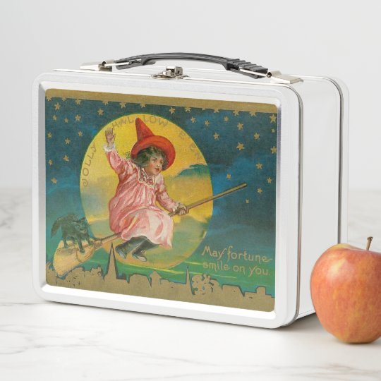 Vintage Jolly Halloween Witch Metal Lunch Box | Zazzle.com