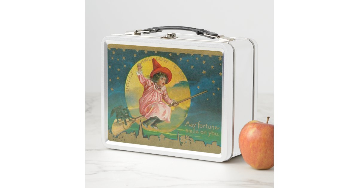 Vintage Jolly Halloween Witch Metal Lunch Box | Zazzle