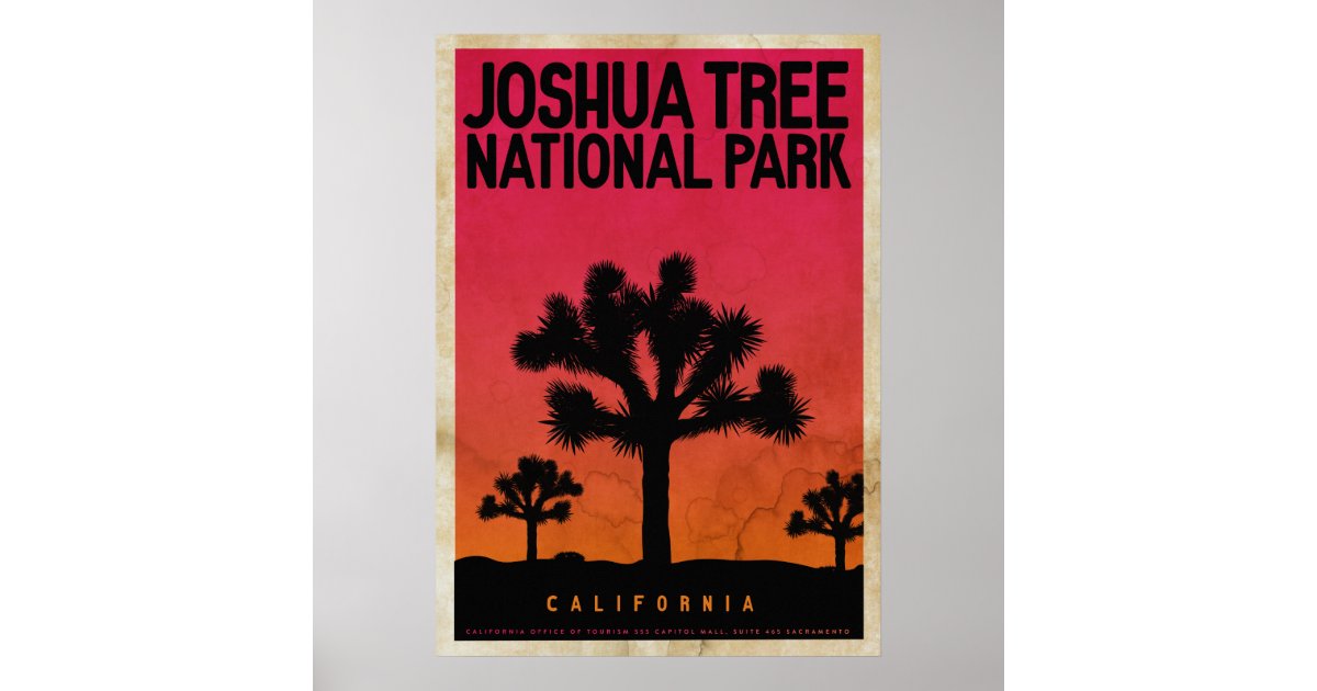 Vintage Joshua Tree Sunset Travel Poster | Zazzle