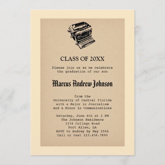 Vintage Journalism Graduation Invitation | Zazzle.com