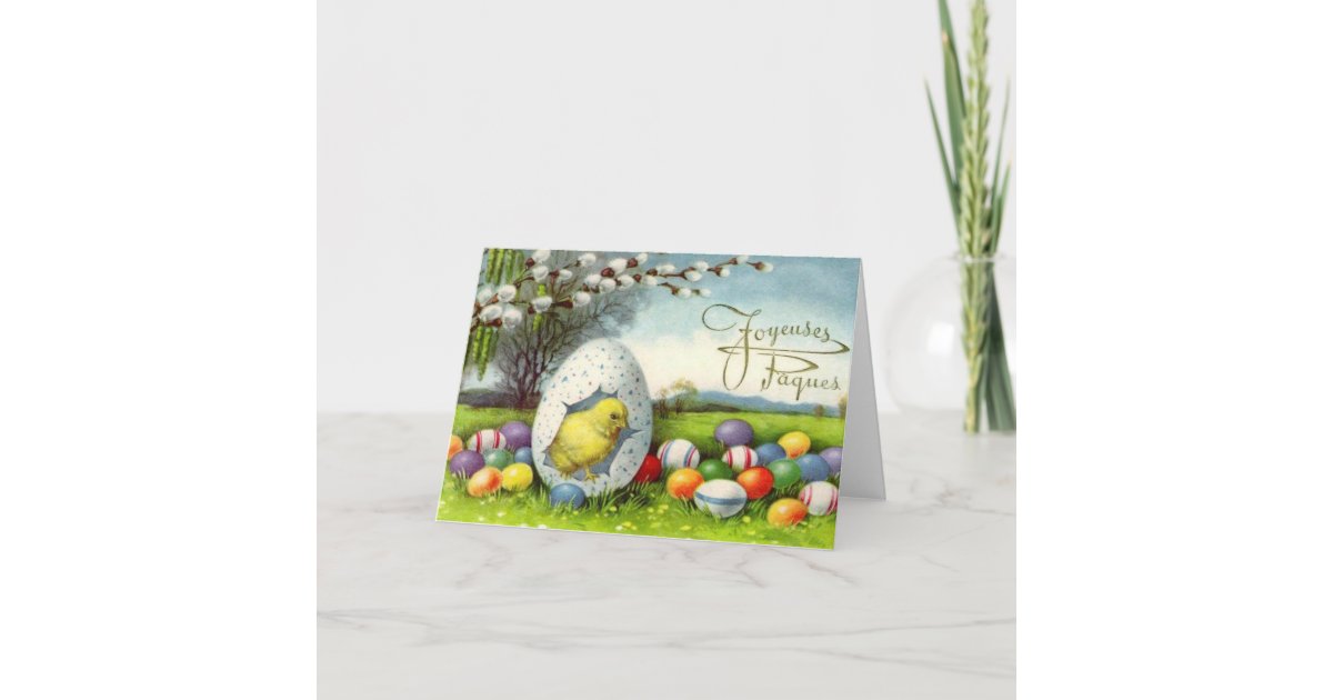 Vintage Joyeuses Pâques French Easter Card | Zazzle