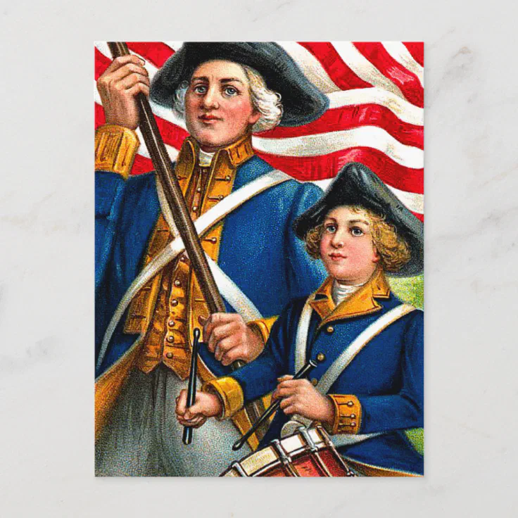 Vintage July Fourth American Revolution Postcard | Zazzle