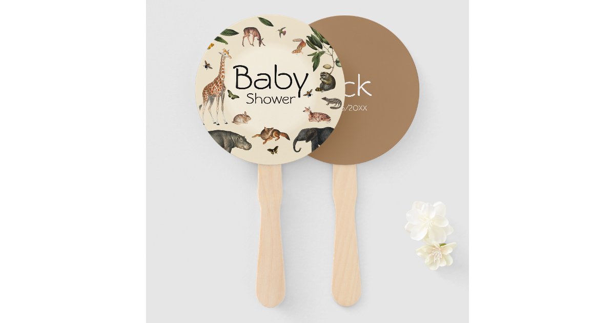 Vintage Jungle Baby Shower Hand Fan | Zazzle