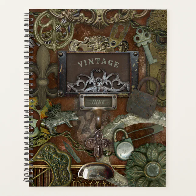 Vintage Junk Metal Steampunk Planner | Zazzle