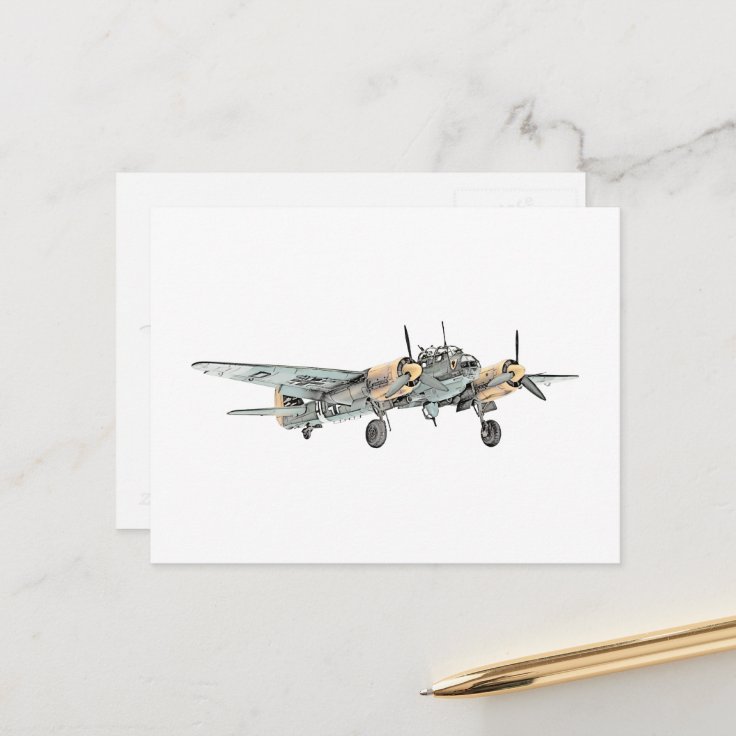 Vintage Junkers Ju 88 Bomber Aircraft Drawing Postcard | Zazzle
