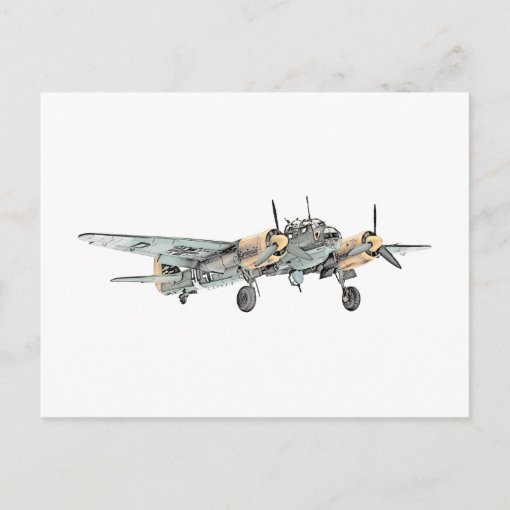 Vintage Junkers Ju 88 Bomber Aircraft Drawing Postcard | Zazzle