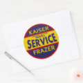 Vintage Kaiser Frazer service sign red/blue Classic Round Sticker | Zazzle