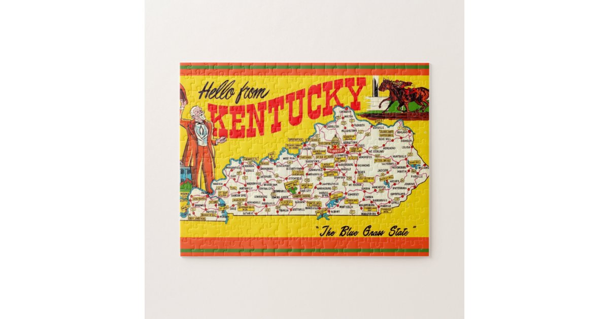 Vintage Kentucky Map Postcard Jigsaw Puzzle | Zazzle