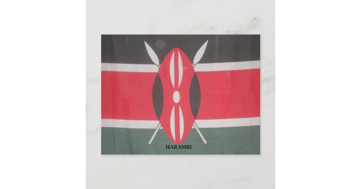 Vintage Kenya Flag Harambe Design Postcard | Zazzle