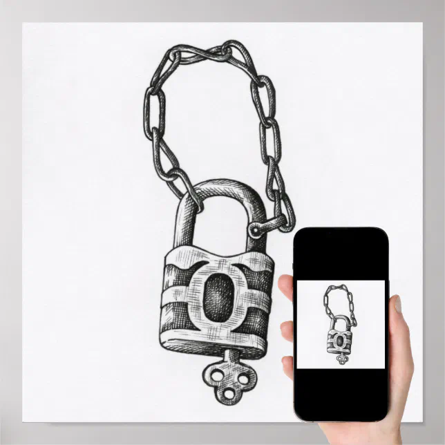 Vintage Key And Lock Illustration Poster | Zazzle