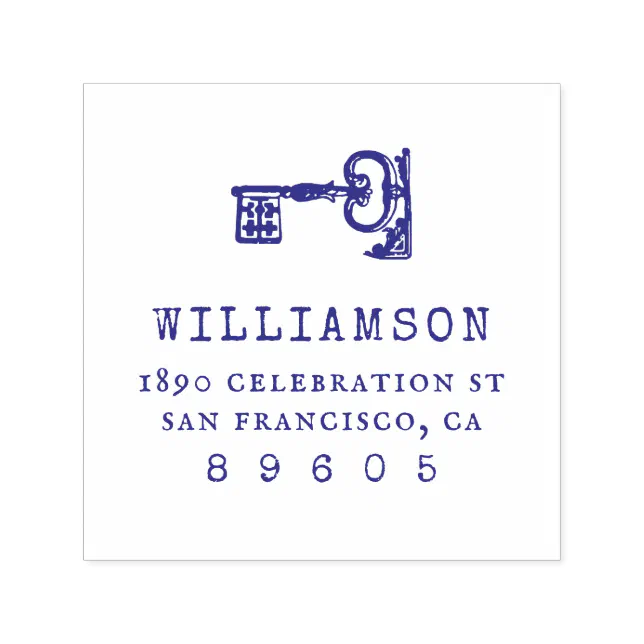 Vintage Key Family Name Return Address Self-inking Stamp | Zazzle