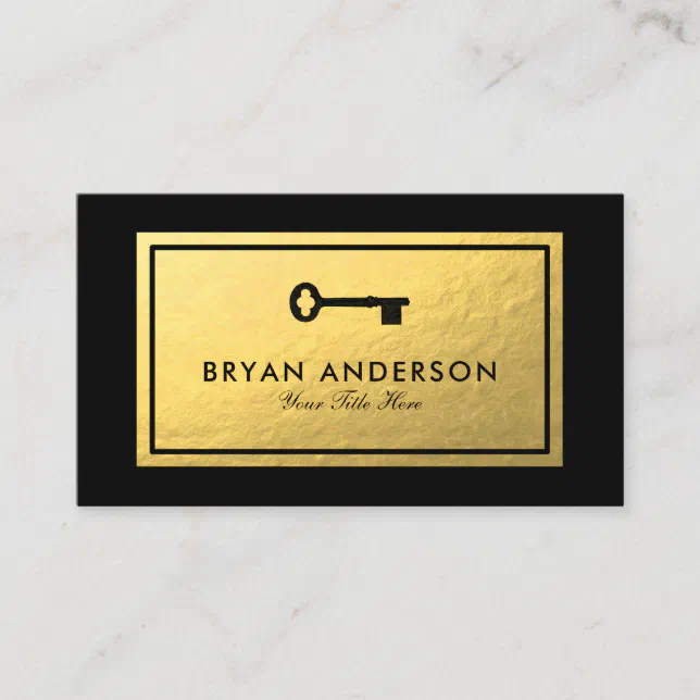 Vintage Key - Faux Gold Foil Business Card | Zazzle