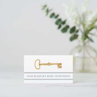 Vintage Key | Home Inspection Business Card | Zazzle