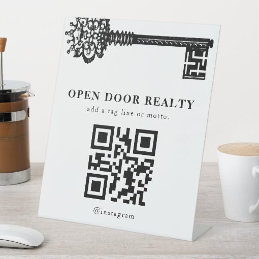 Vintage Key QR Code Pedestal Sign | Zazzle
