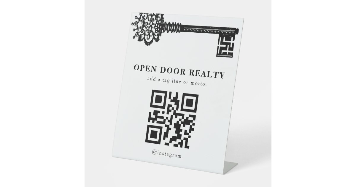 Vintage Key QR Code Pedestal Sign | Zazzle