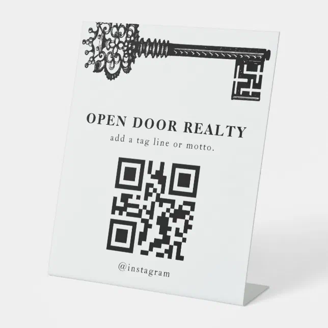 Vintage Key QR Code Pedestal Sign | Zazzle