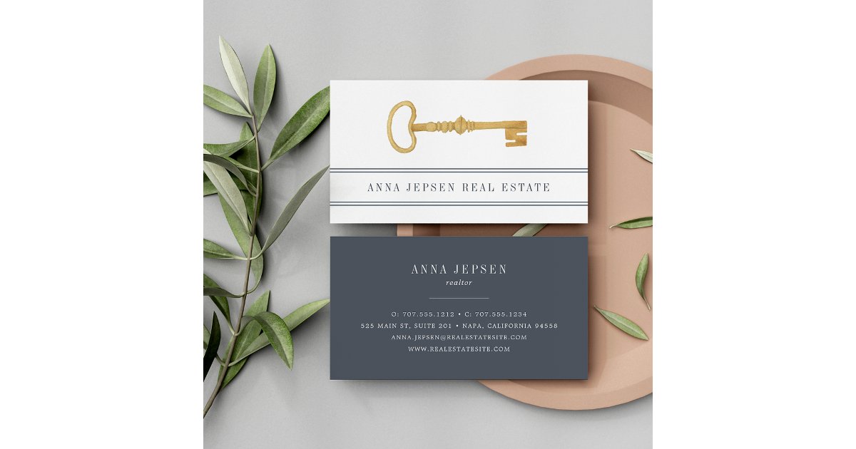 Vintage Key | Real Estate Business Card | Zazzle