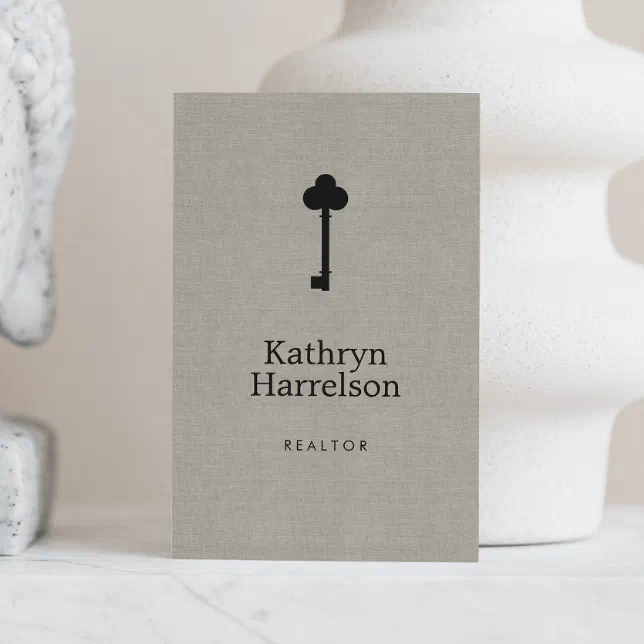 Vintage Key Realtor Real Estate Interior Designer Business Card | Zazzle