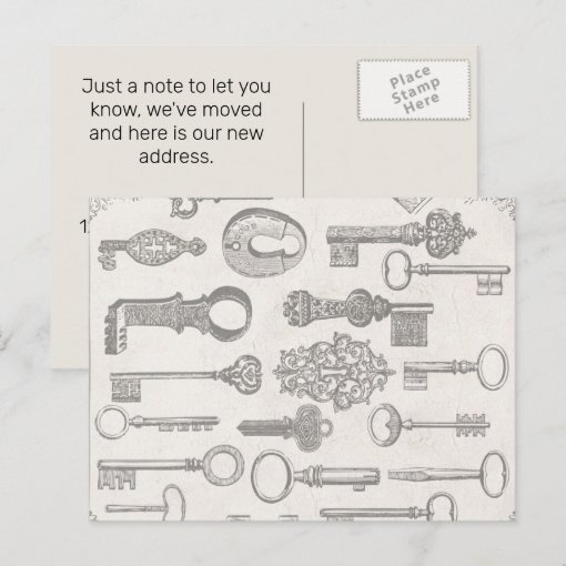 Vintage Keys Change of Address Post Card | Zazzle