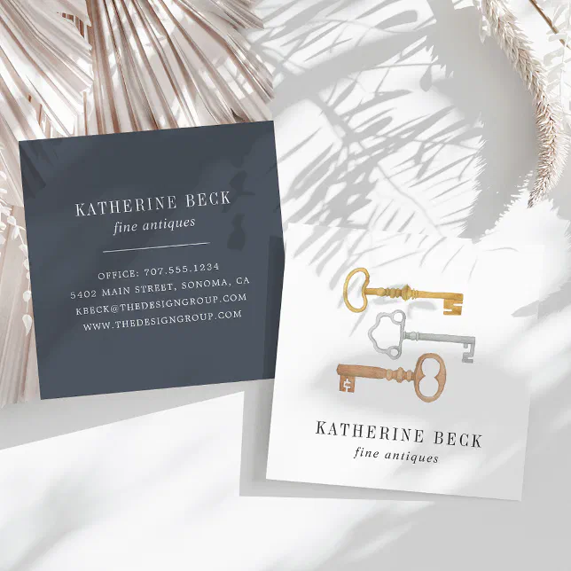 Vintage Keys Square Business Card | Zazzle
