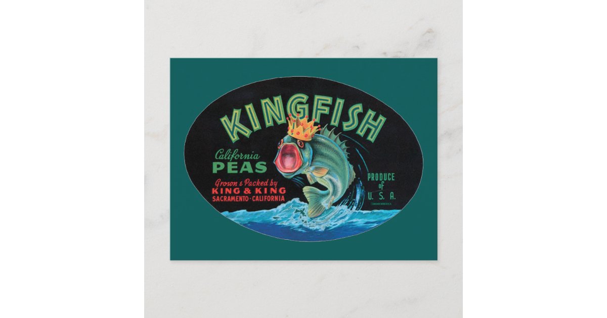 Vintage Kingfish Peas Crate Label Postcard | Zazzle