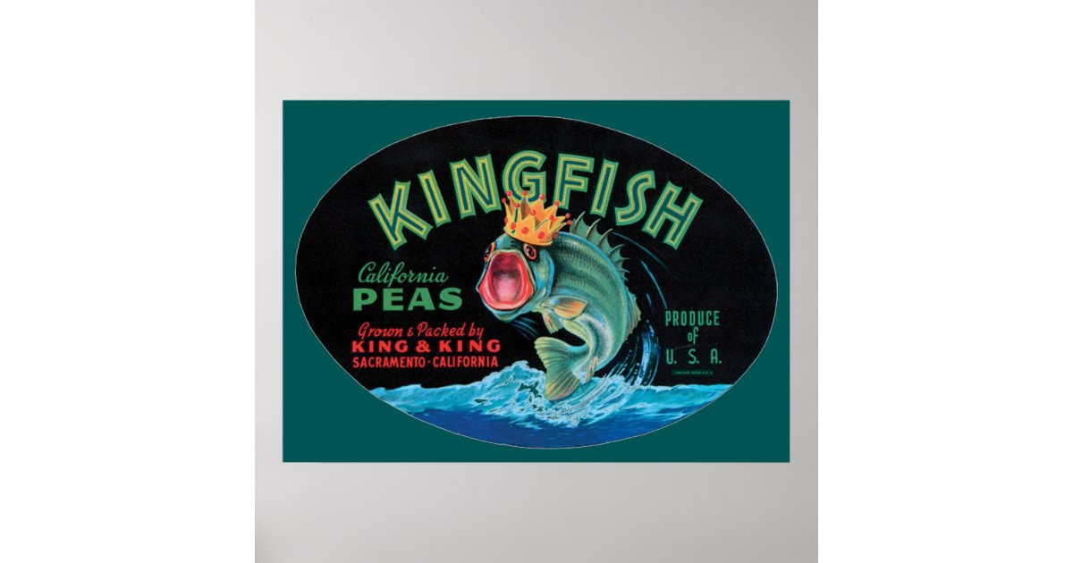 Vintage Kingfish Peas Crate Label Poster | Zazzle