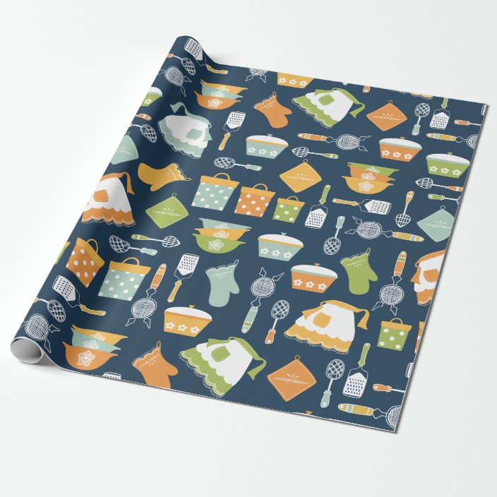Vintage Kitchen Dishes Wrapping Paper | Zazzle