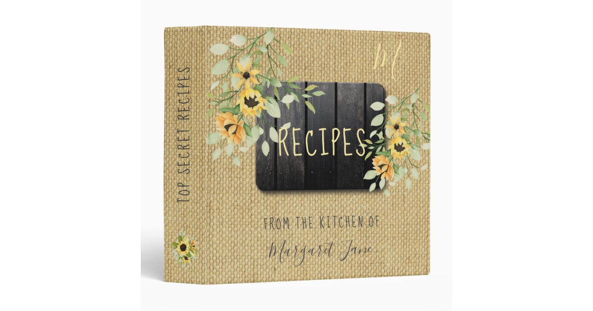 Vintage kitchen family cookbook rustic recipes 3 ring binder | Zazzle.com