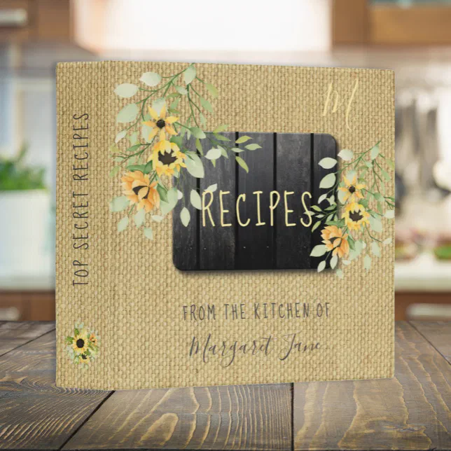 Vintage kitchen family cookbook rustic recipes 3 ring binder | Zazzle