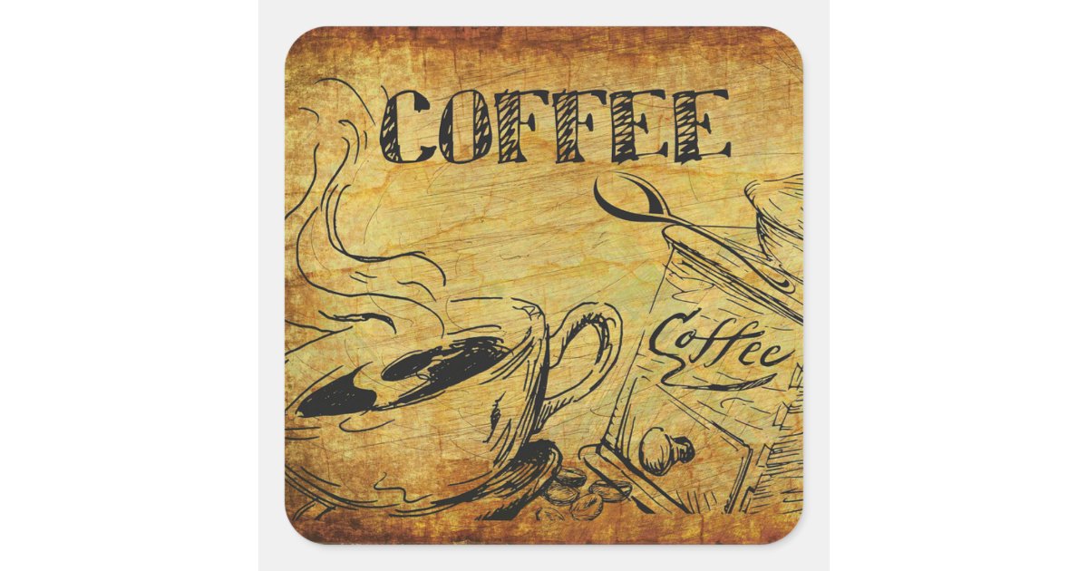 Vintage Kitchen Hot Coffee Cup Menu Sign Stickers | Zazzle