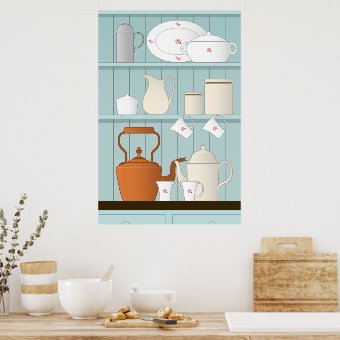 Vintage Kitchen Illustration Poster | Zazzle