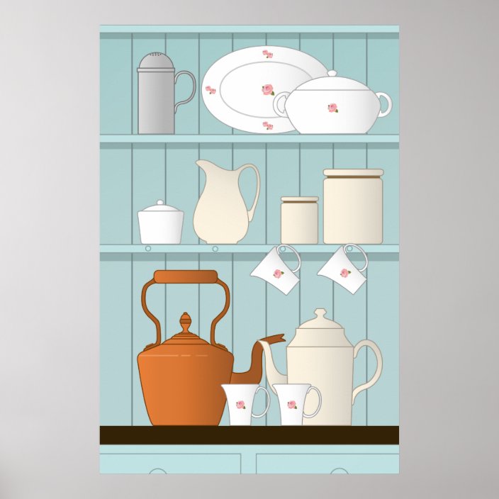 Vintage Kitchen Illustration Poster | Zazzle.com