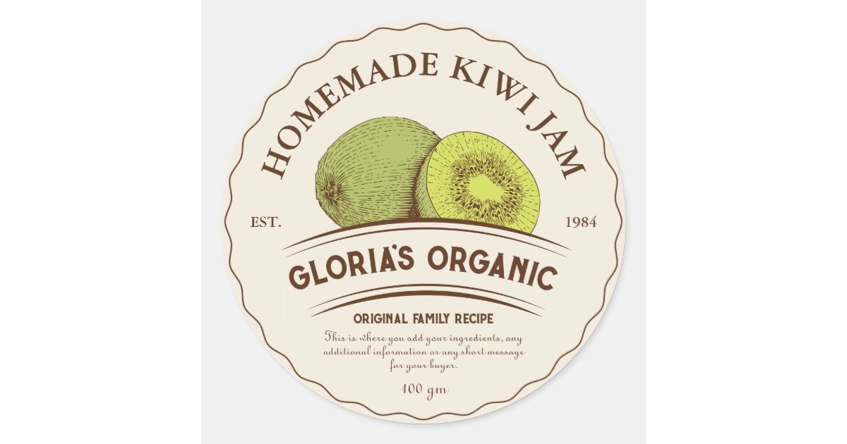 Vintage Kiwi Fruit Jam Custom Product Label | Zazzle