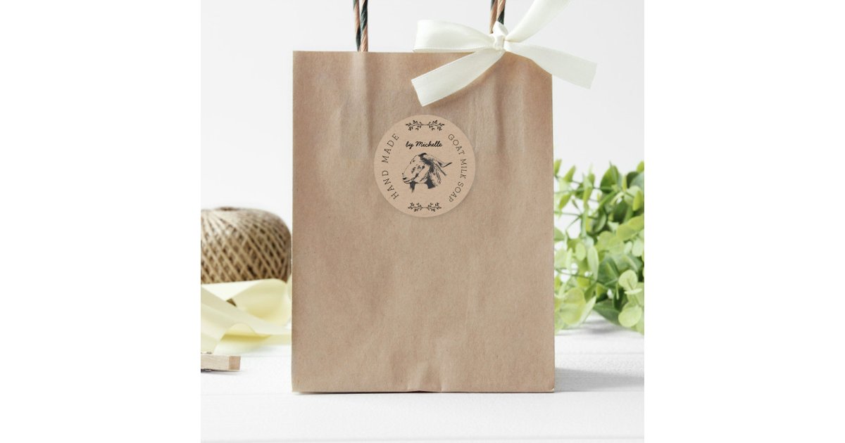 Vintage Kraft Goat Milk Soap Monogram Product Classic Round Sticker ...