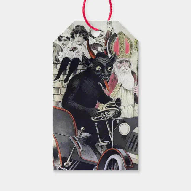 Vintage Krampus and Santa Gift Tags | Zazzle