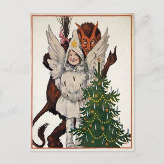 Vintage Krampus and Tree Postcard | Zazzle.com