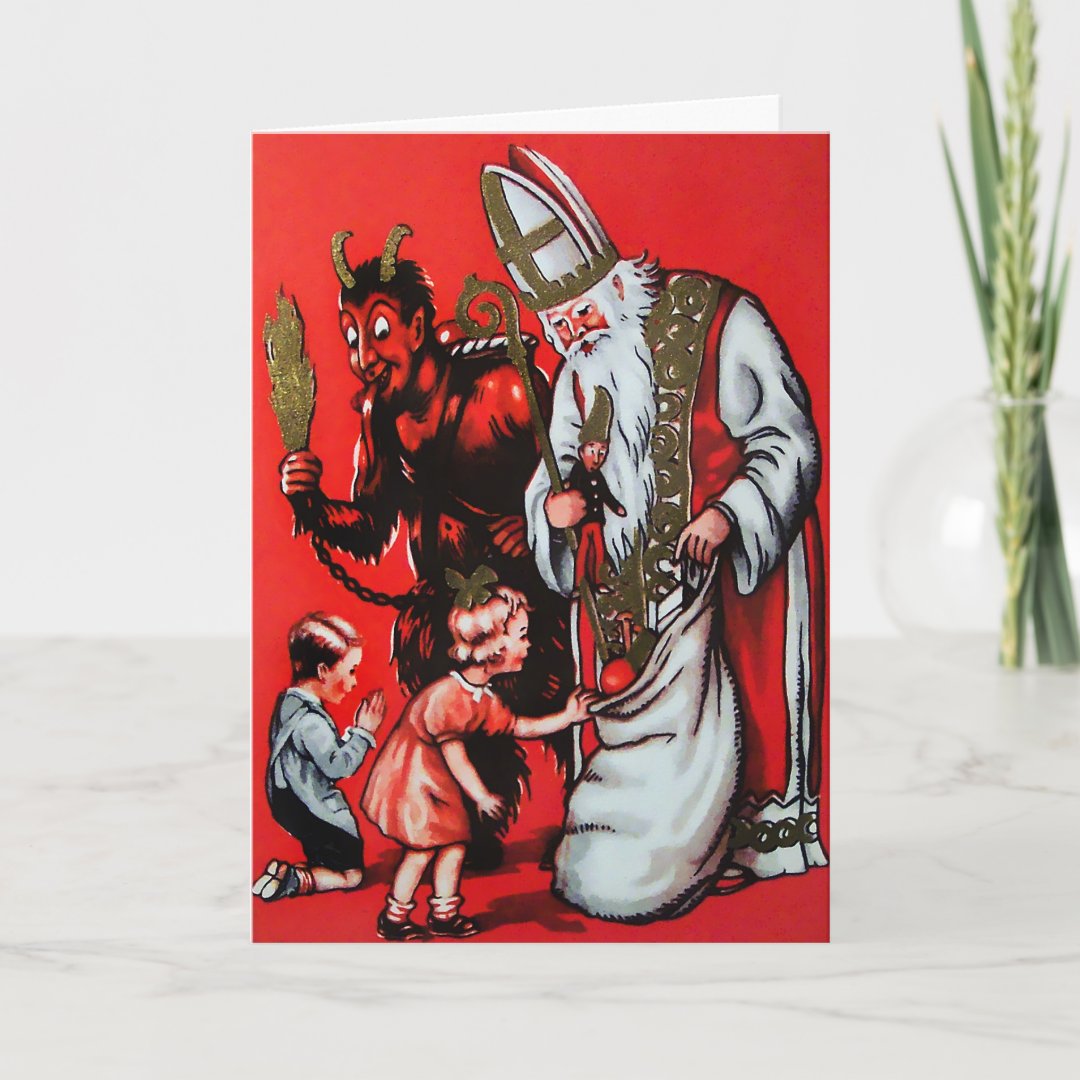 Vintage Krampus Christmas Card | Zazzle